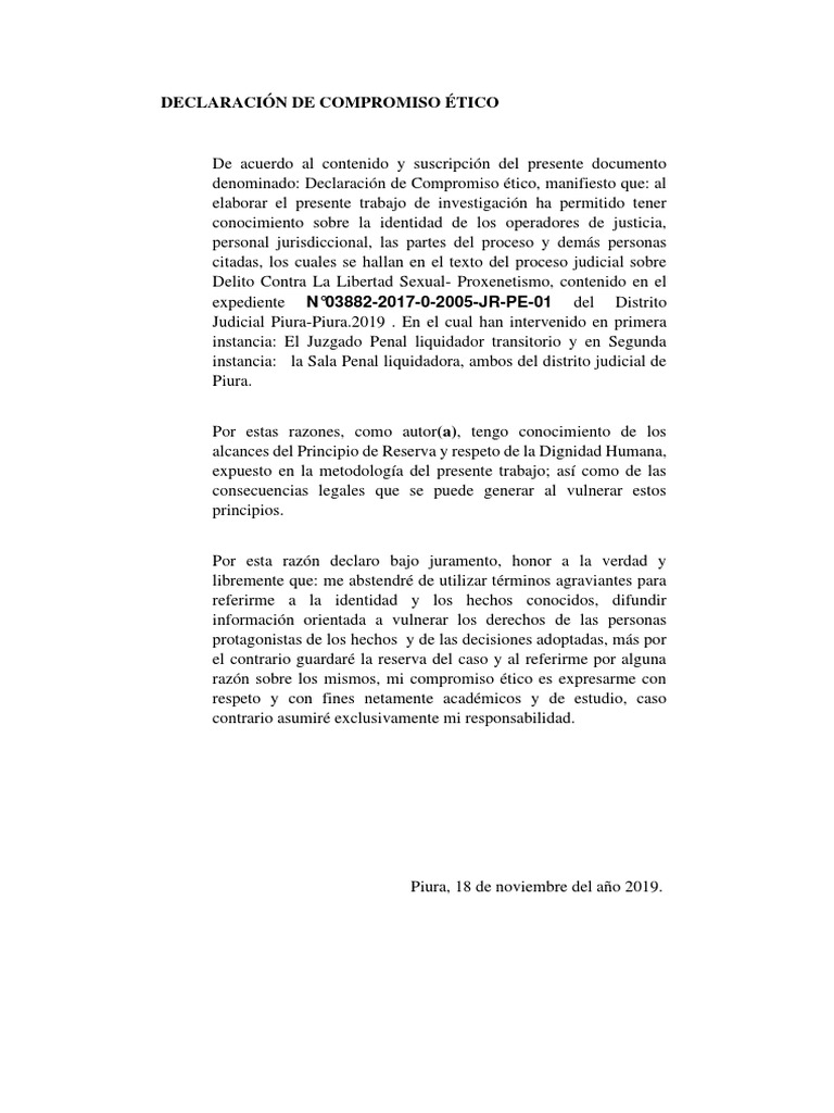 Declaración de Compromiso Ético | PDF | Derecho