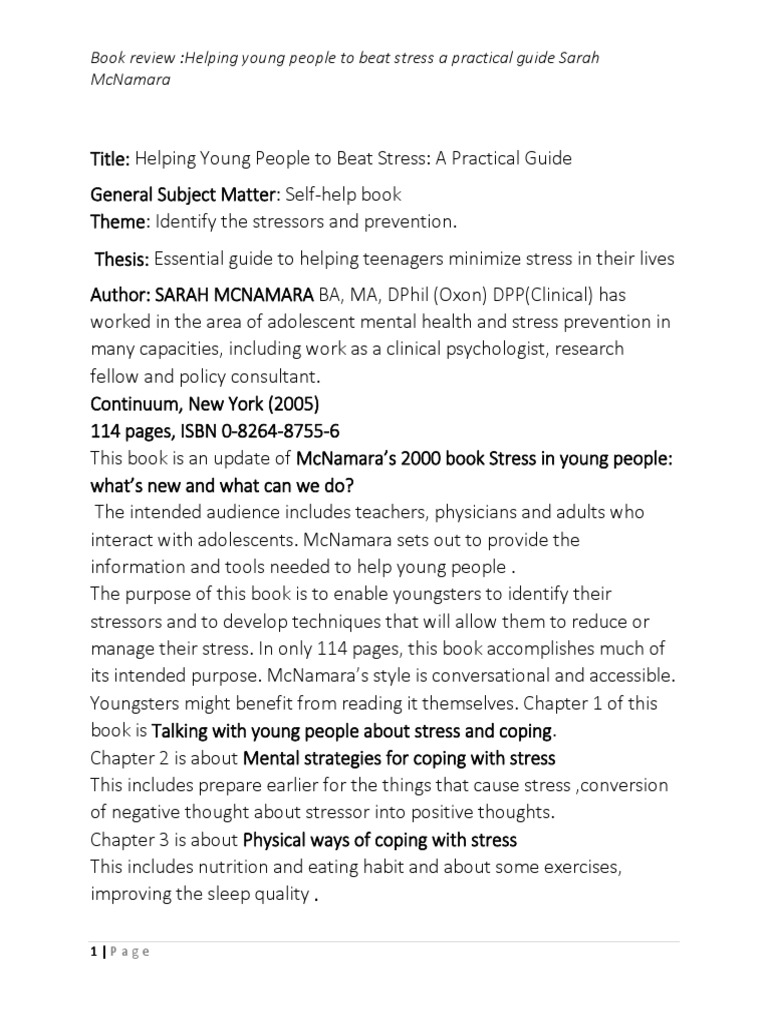 Book Review:Helping Young People To Beat Stress A Practical Guide Sarah ...
