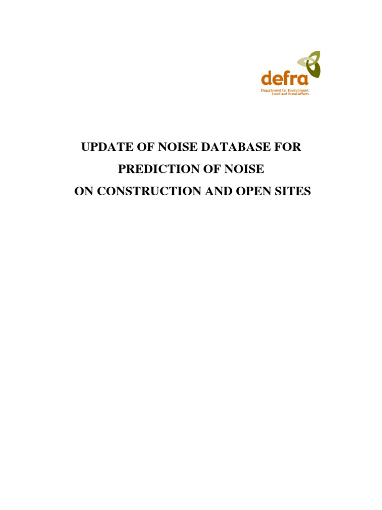 DEFRA Noise Database For Construction Sites | Download Free PDF | Noise ...
