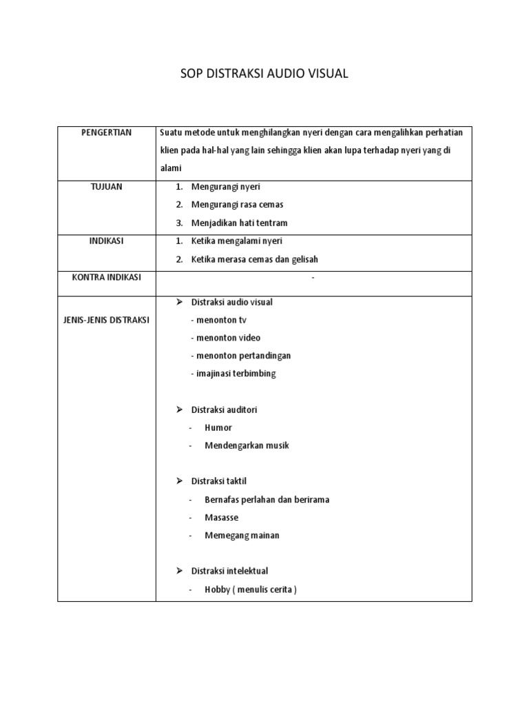 SOP Distraksi Audio Visual | PDF