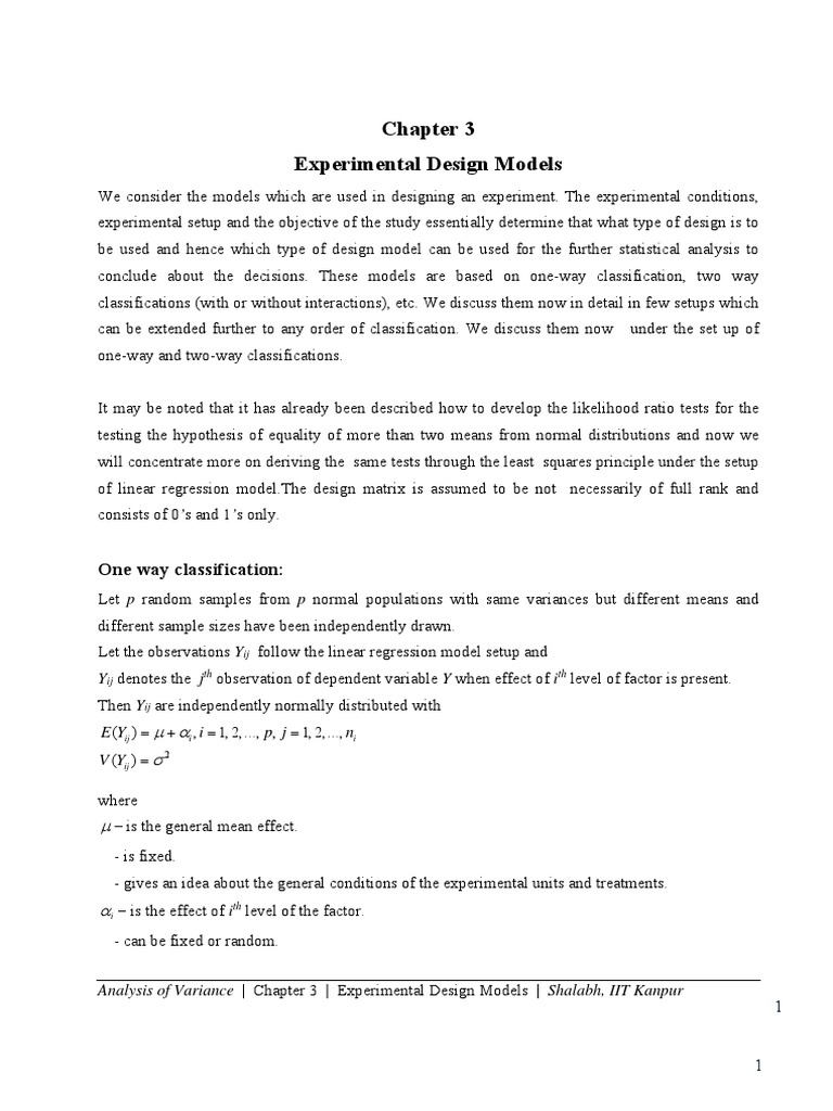 Chapter3 Anova Experimental Design Models | PDF | Mean Squared Error ...