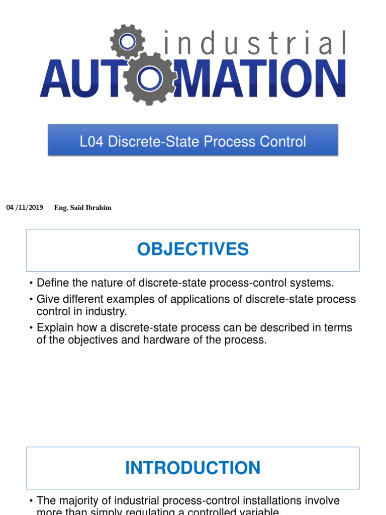 L04 Discrete-State Process Control | PDF | Process Control | Control System