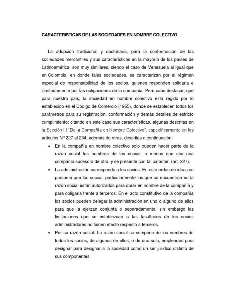 La Sociedad en Nombre Colectivo | PDF | Contabilidad | Instituciones sociales
