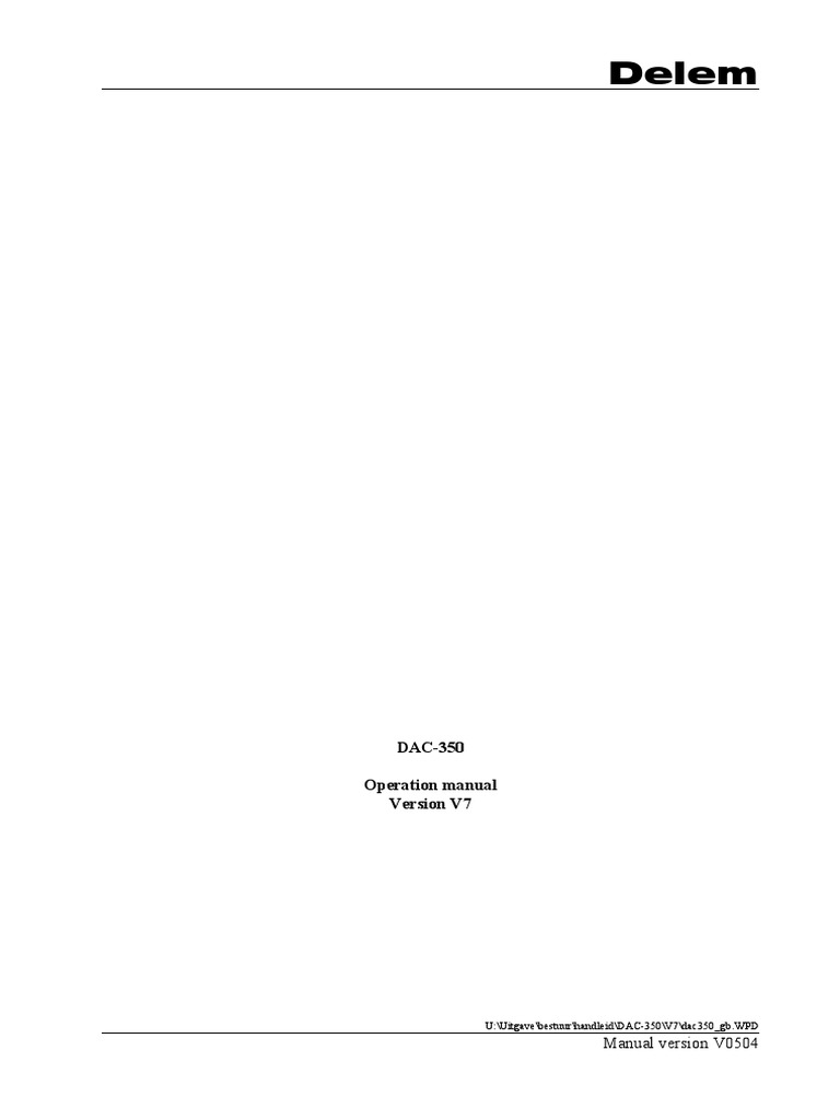 Delem: DAC-350 Operation Manual | PDF | Parameter (Computer Programming ...