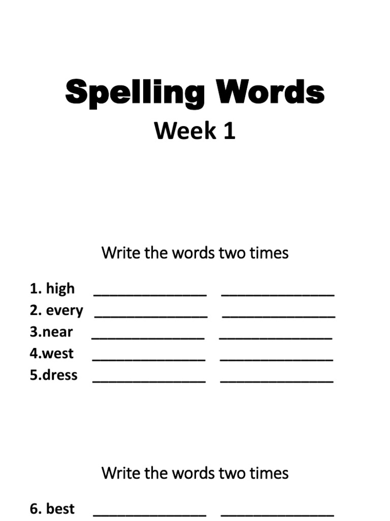 Grade 3 Spelling Words Week 1 | PDF