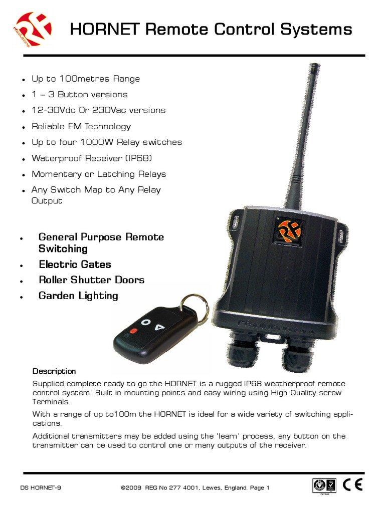 Hornet Remote System | PDF | Relay | Switch