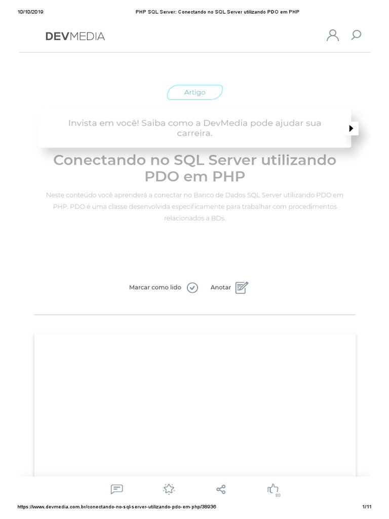 PHP SQL Server - Conectando No SQL Server Utilizando PDO em PHP | Download grátis PDF | Php ...