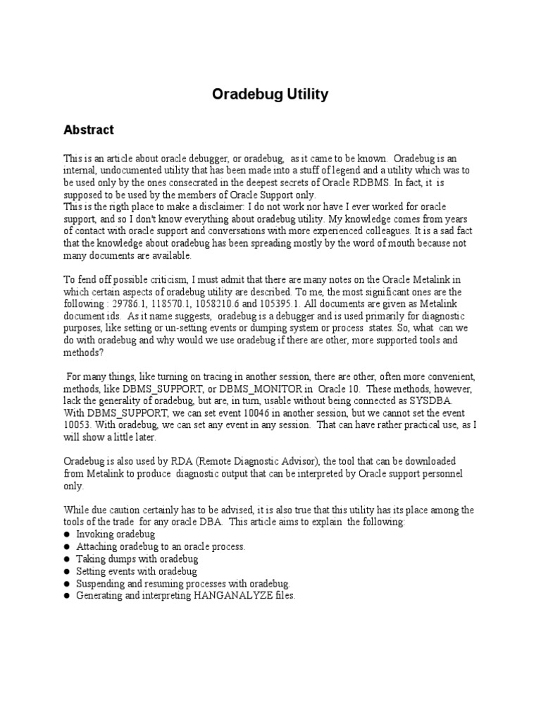 Oradebug PDF | PDF | Sql | Computer File