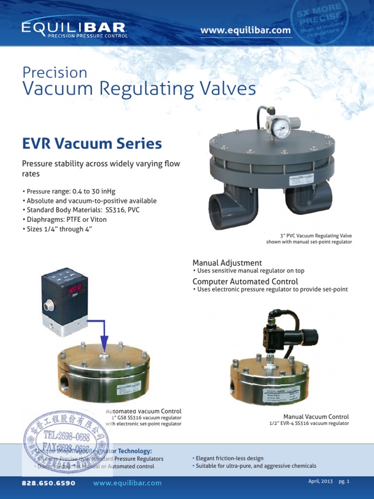 Equilibar EVR Vacuum | PDF | Vacuum | Valve