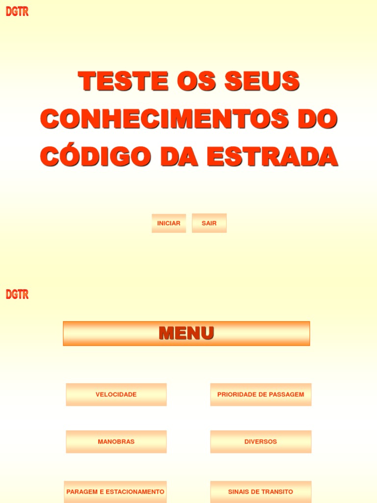 TESTE CÓDIGO DE ESTRADA - Pps | PDF | Tráfego | Carro