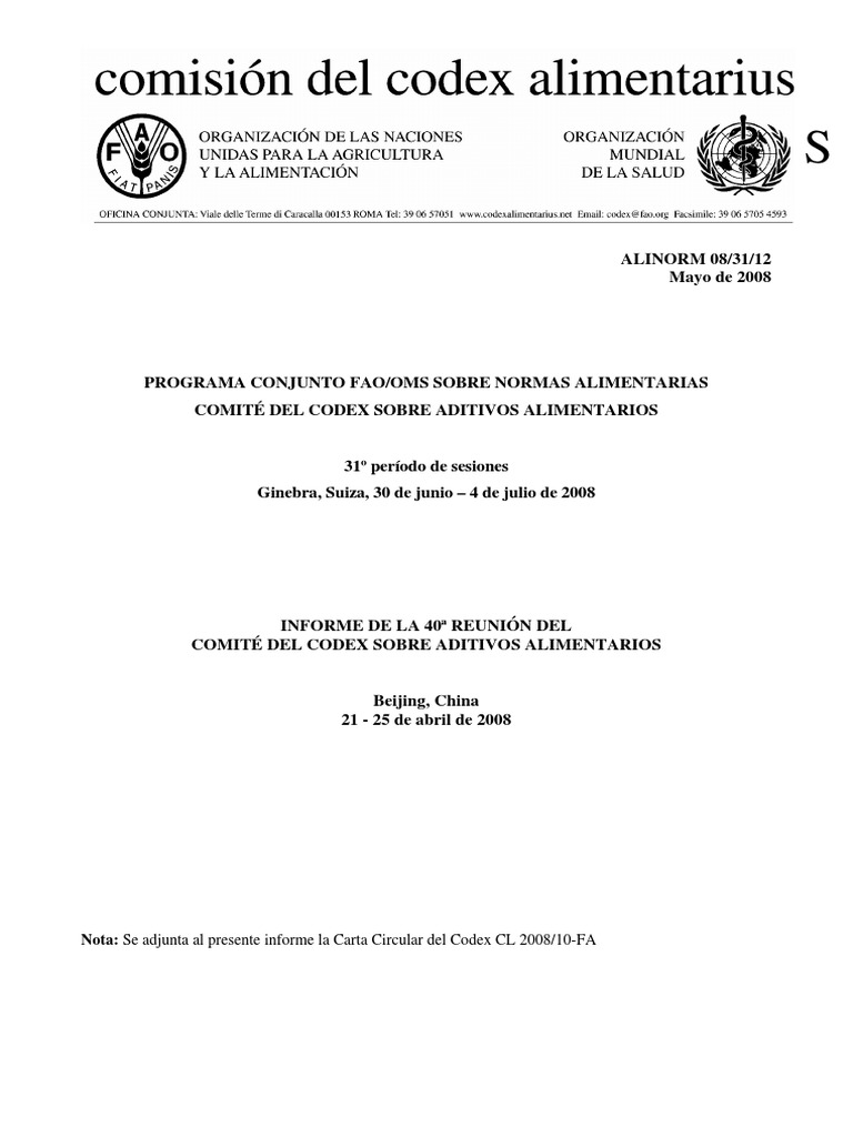 Codex Alimentarius - Actualizado | PDF | Organización de Comida y ...