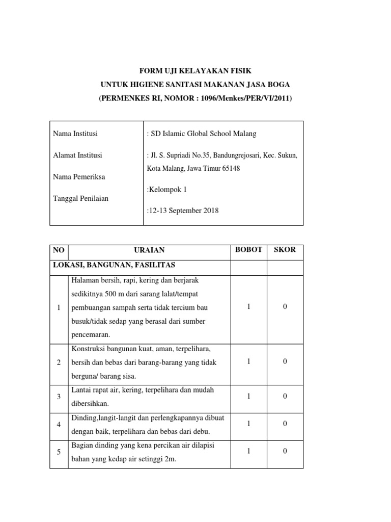 Form Uji Kelayakan Fisik | PDF | Griya & Taman | Sains & Matematika Form Uji Kelayakan Fisik | PDF | Griya & Taman | Sains & Matematika