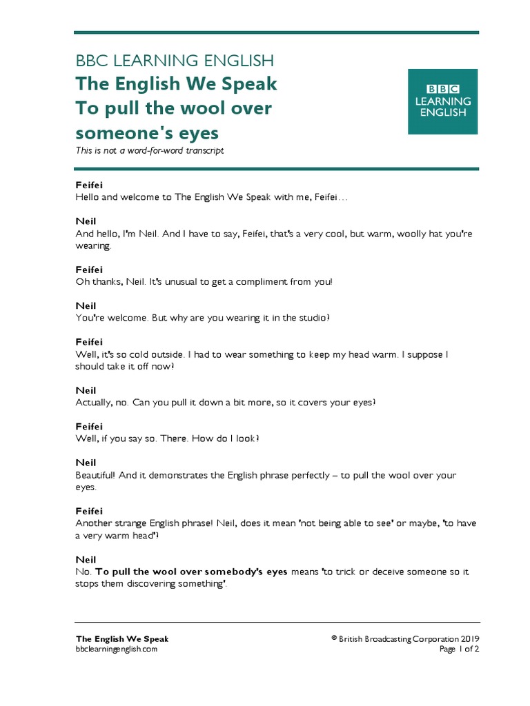Tews To Pull The Wool Over Someones Eyes | PDF | Foreign Language ...