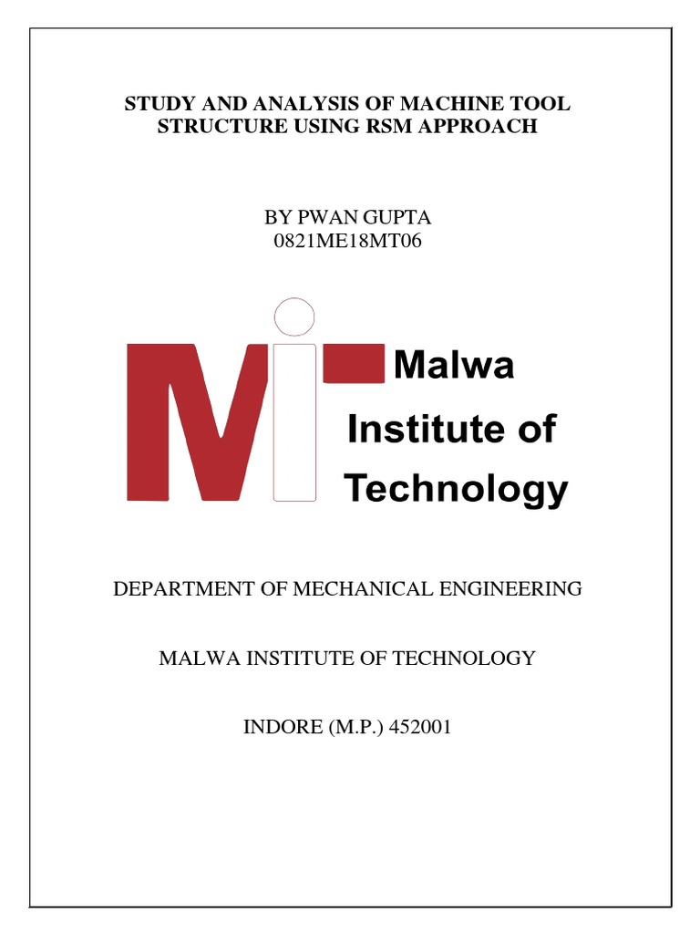 Study and Analysis of Machine Tool Structure Using RSM Approach | PDF ...