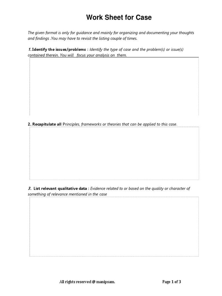 Case Work Sheet