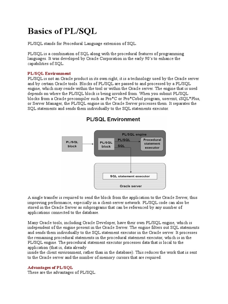 Basics of PL/SQL | PDF | Pl/Sql | Parameter (Computer Programming)