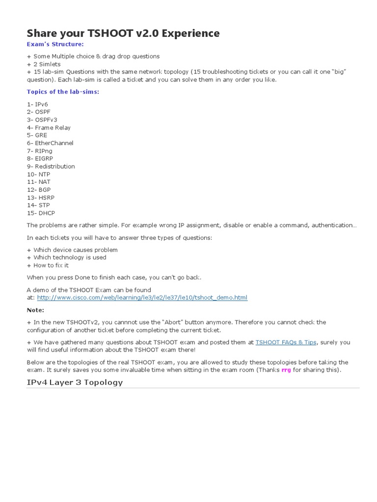TShoot Trouble Tickets | PDF | Ip Address | Router (Computing)