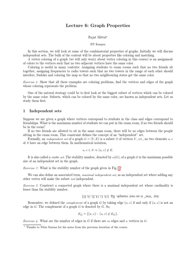 6 Graph Properties | PDF | Vertex (Graph Theory) | Graph Theory