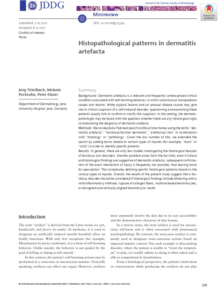 Histopathological Patterns in Dermatitis Artefacta: Minireview | PDF ...