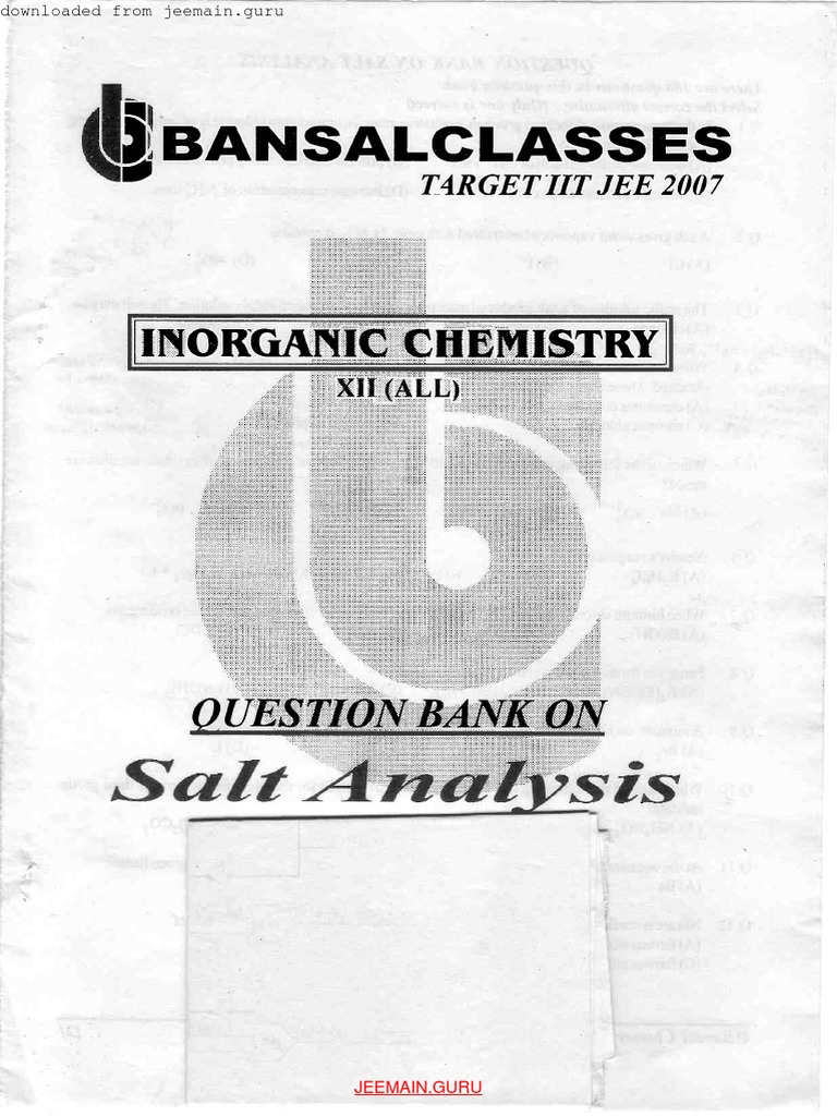 Salt Analysis PDF | PDF | Precipitation (Chemistry) | Ammonium