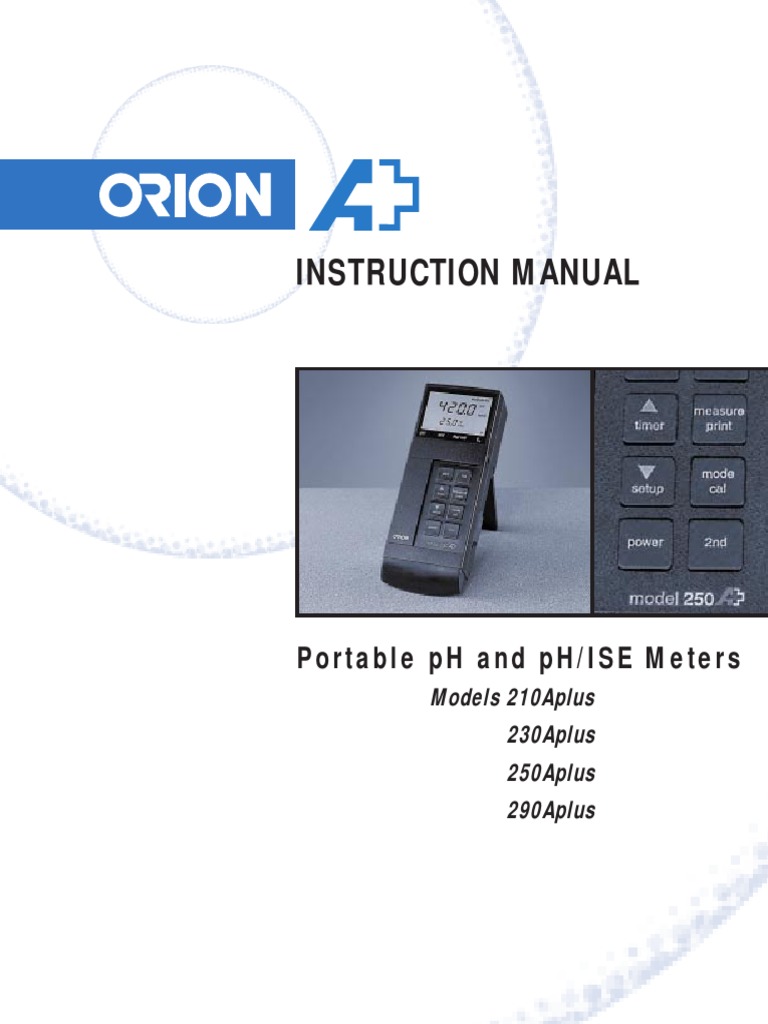 Instruction Manual: Portable PH and pH/ISE Meters | PDF | Ph | Buffer ...