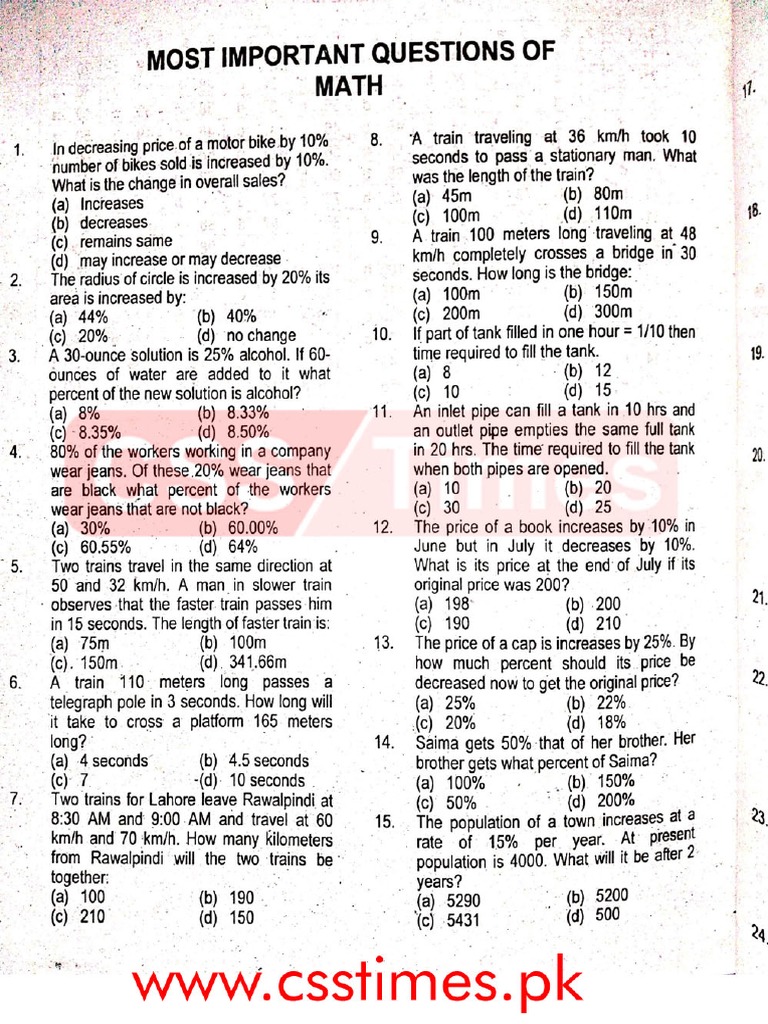 Most Important Questions of Math | PDF