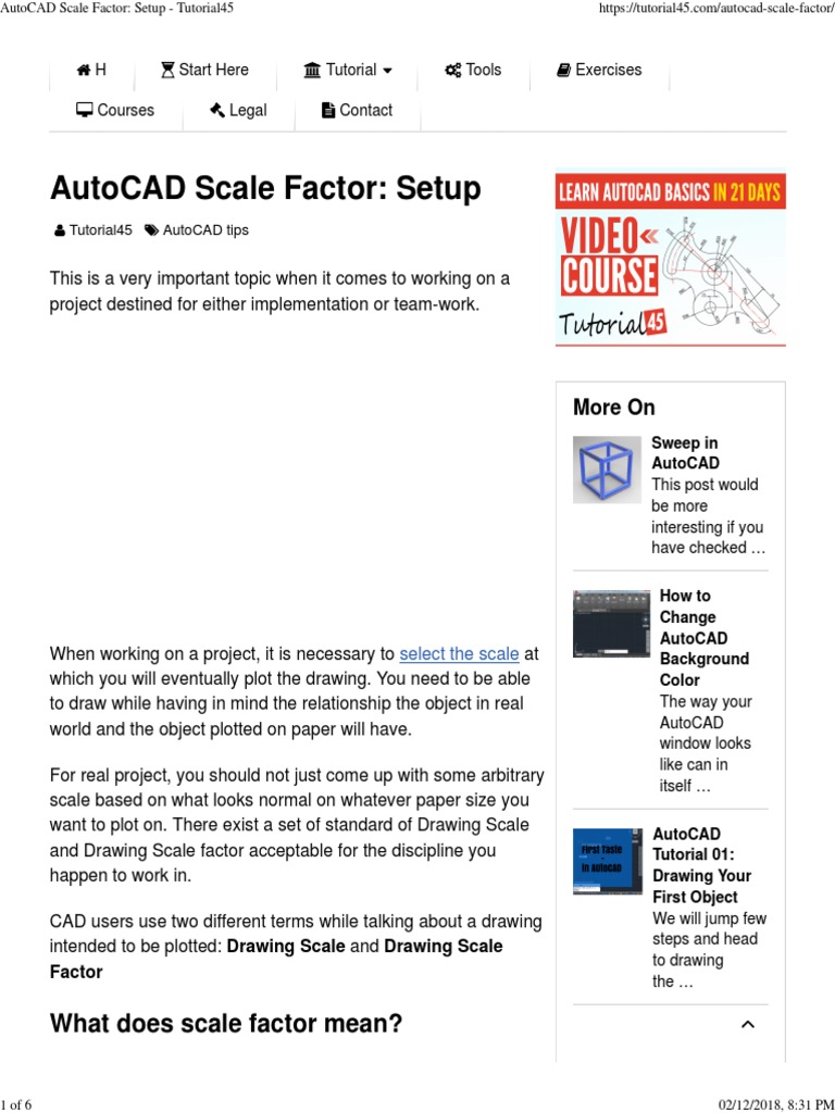 AutoCAD Scale Factor - Setup - Tutorial45 | PDF | Computing
