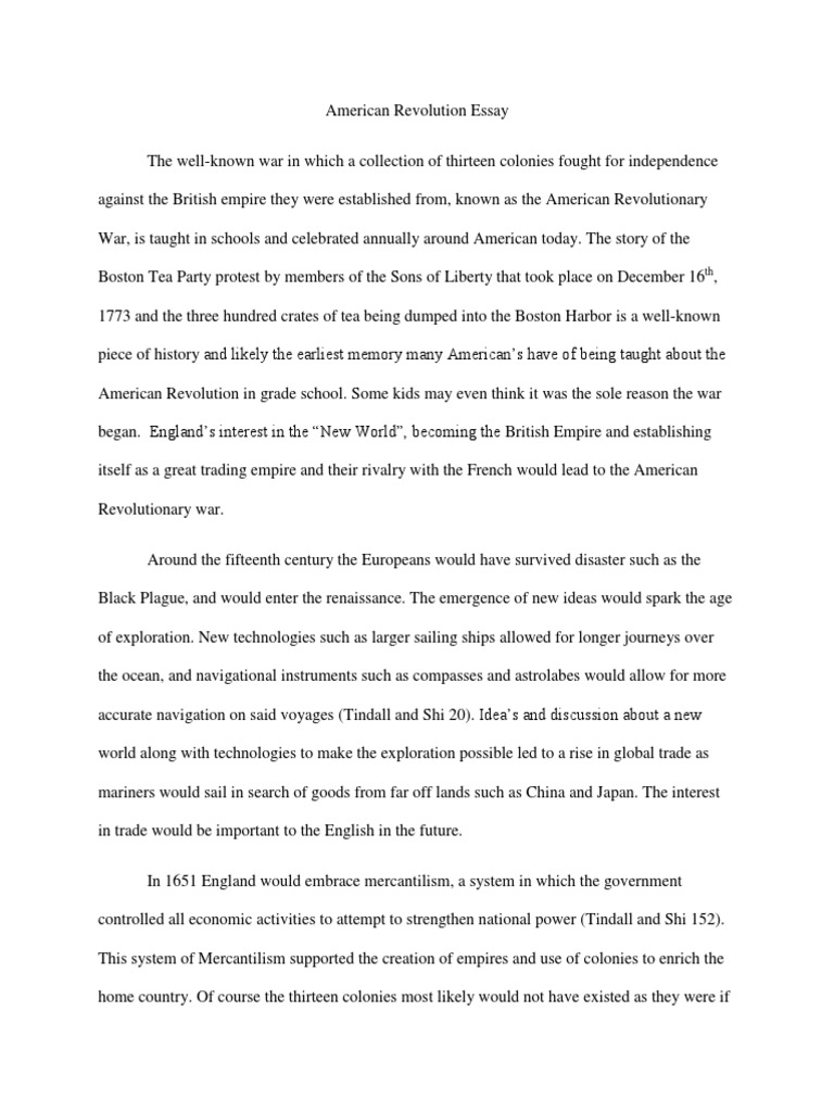 American Revolution Essay | Thirteen Colonies | British Empire