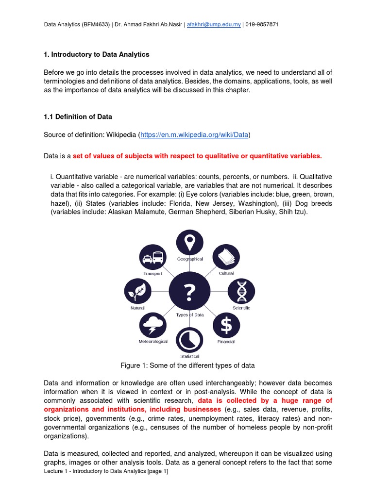 Lecture 1 - Introductory To Data Analytics | PDF | Analytics | Databases