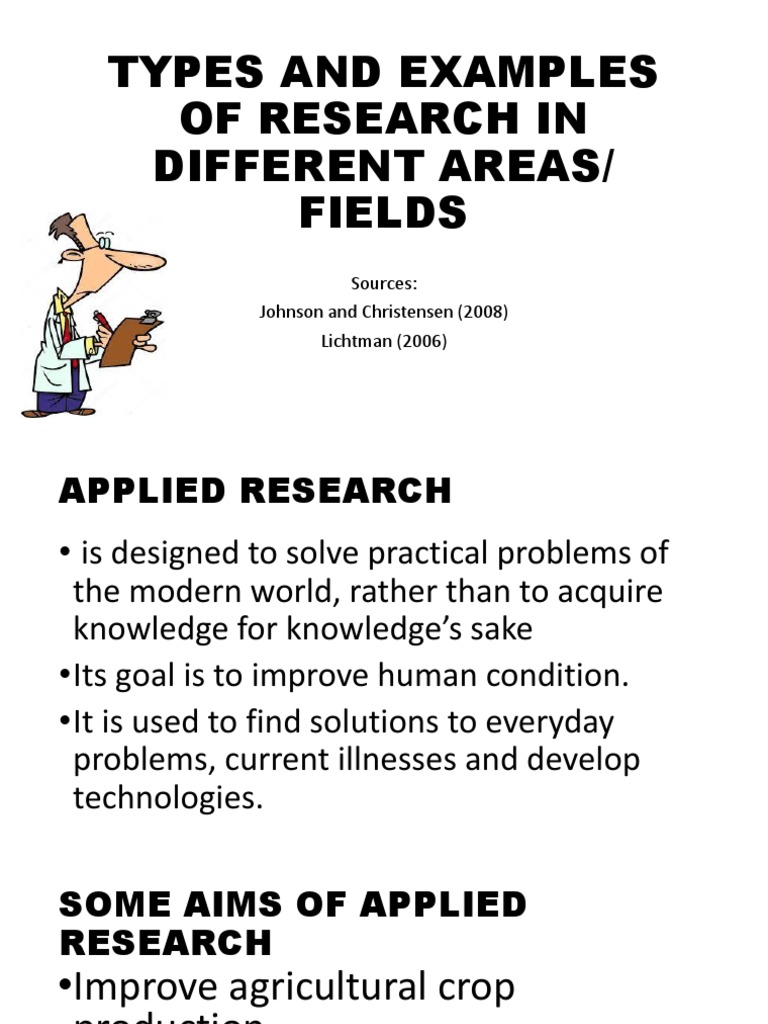 Lesson 5 Types and Examples of Research in Different Areas | PDF ...