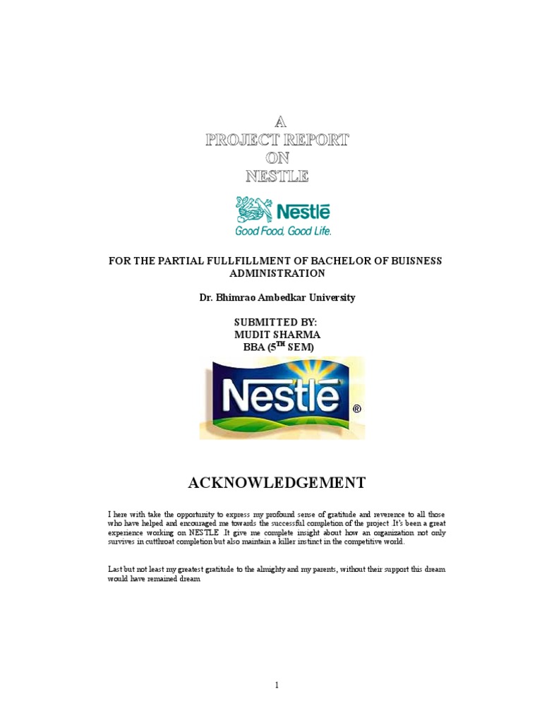 Project On Nestle by Mudit | PDF | Nestlé | Data