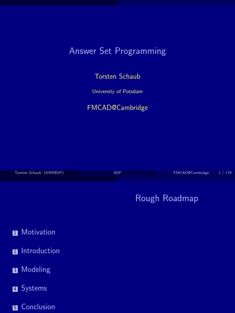 Answer Set Programming: Torsten Schaub | PDF | Knowledge Representation ...