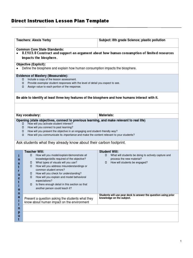 Direct Instruction Lesson Plan-2 | Download Free PDF | Teachers | Knowledge