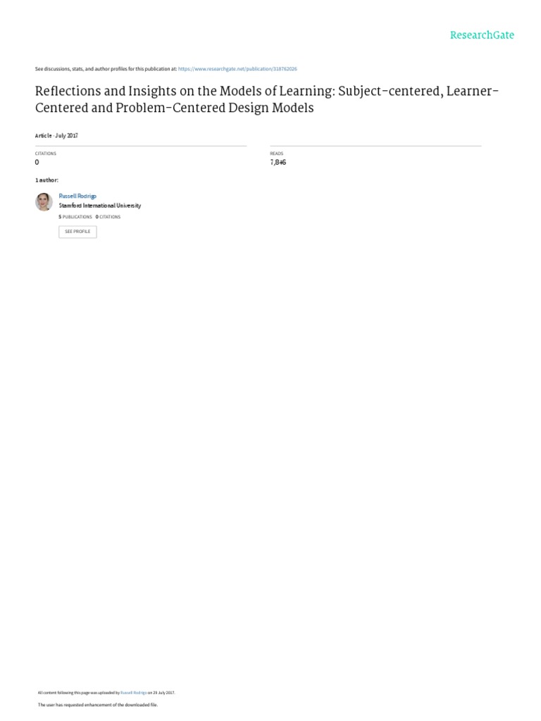 Reflections and Insights On The Models of Learning | PDF | Teachers | Curriculum