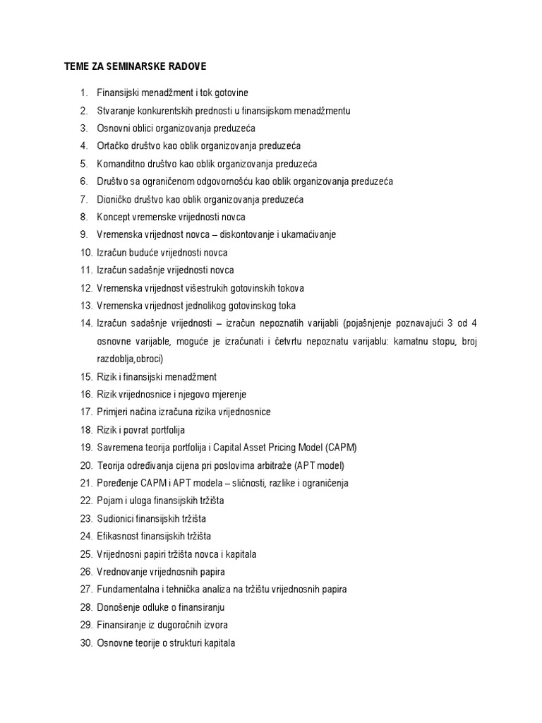 Seminarski Rad - Teme | PDF