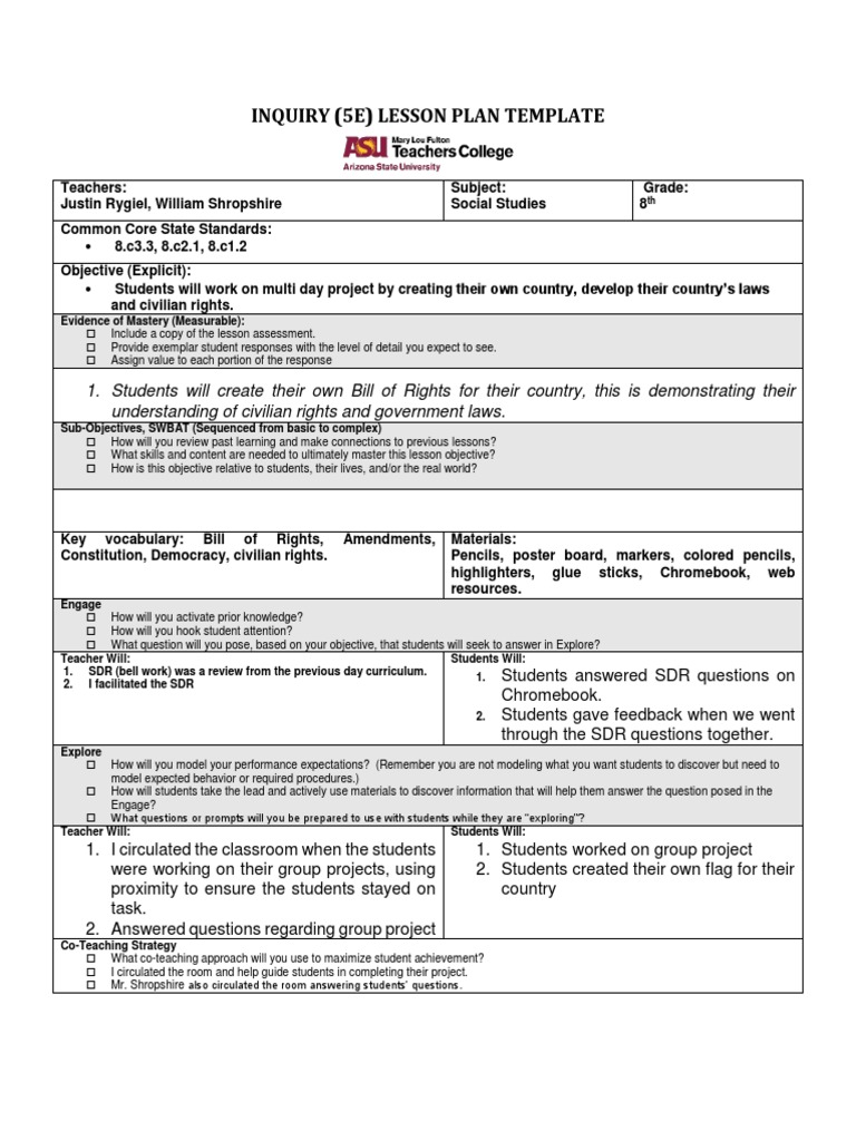 Inquiry Cycle Lesson Plan Template | PDF | Teachers | Curriculum