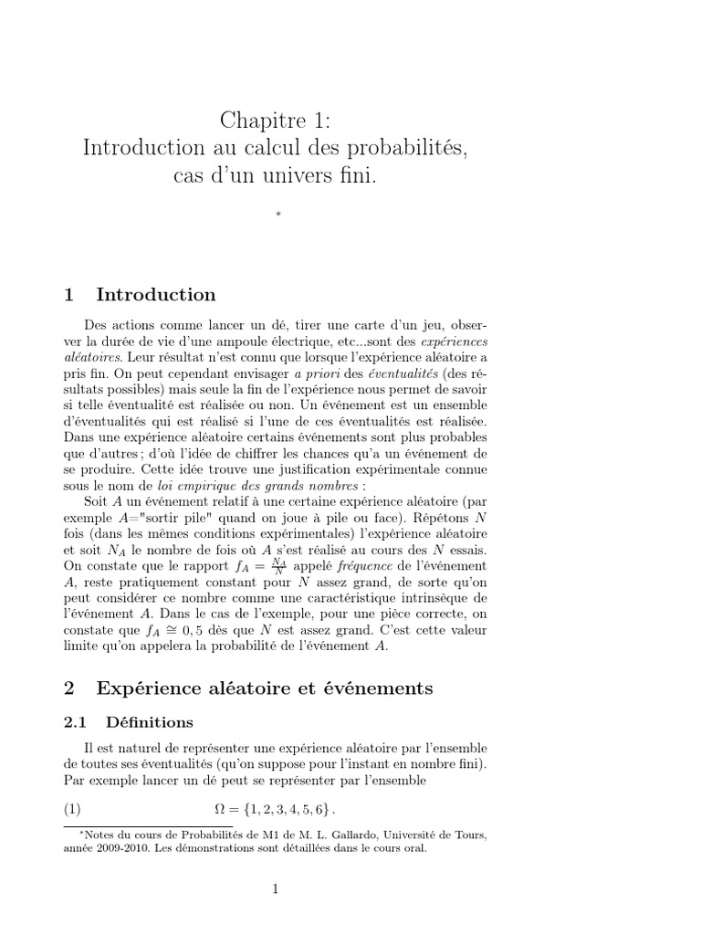 Introduction Au Calcul Des Probabilités | PDF | Dé | Probabilité