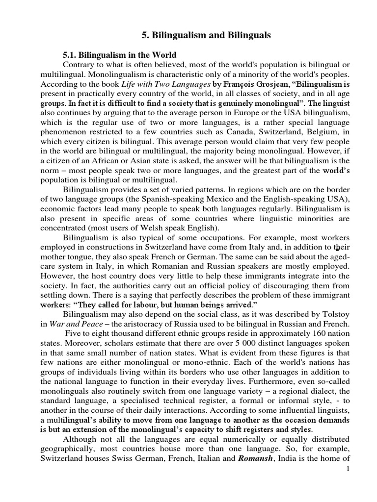 Bilingualism and Bilinguals | PDF | Multilingualism | First Language