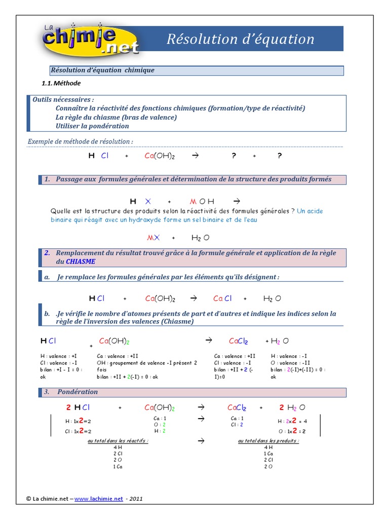 Chimie - Resolution D'équation | PDF | Chlore | Atomes