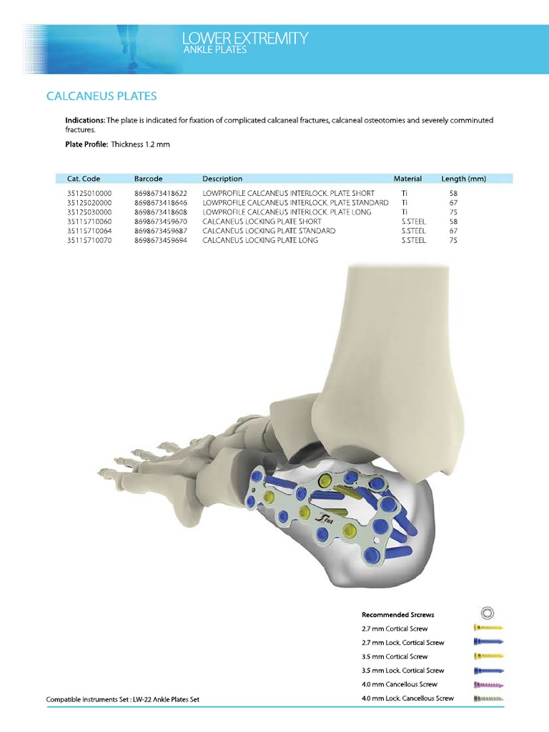 Calcaneus Plates for Fracture Fixation | PDF