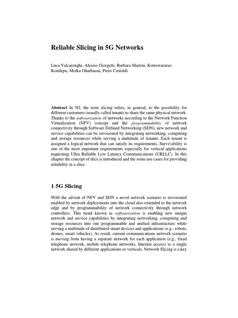 5G Italy White Ebook Reliable Slicing PDF | PDF | Computer Network | Cloud Computing