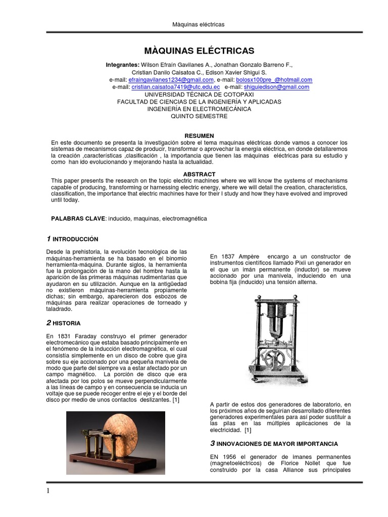 Màquinas Electricas II Paper | PDF | Generador eléctrico | Electricidad