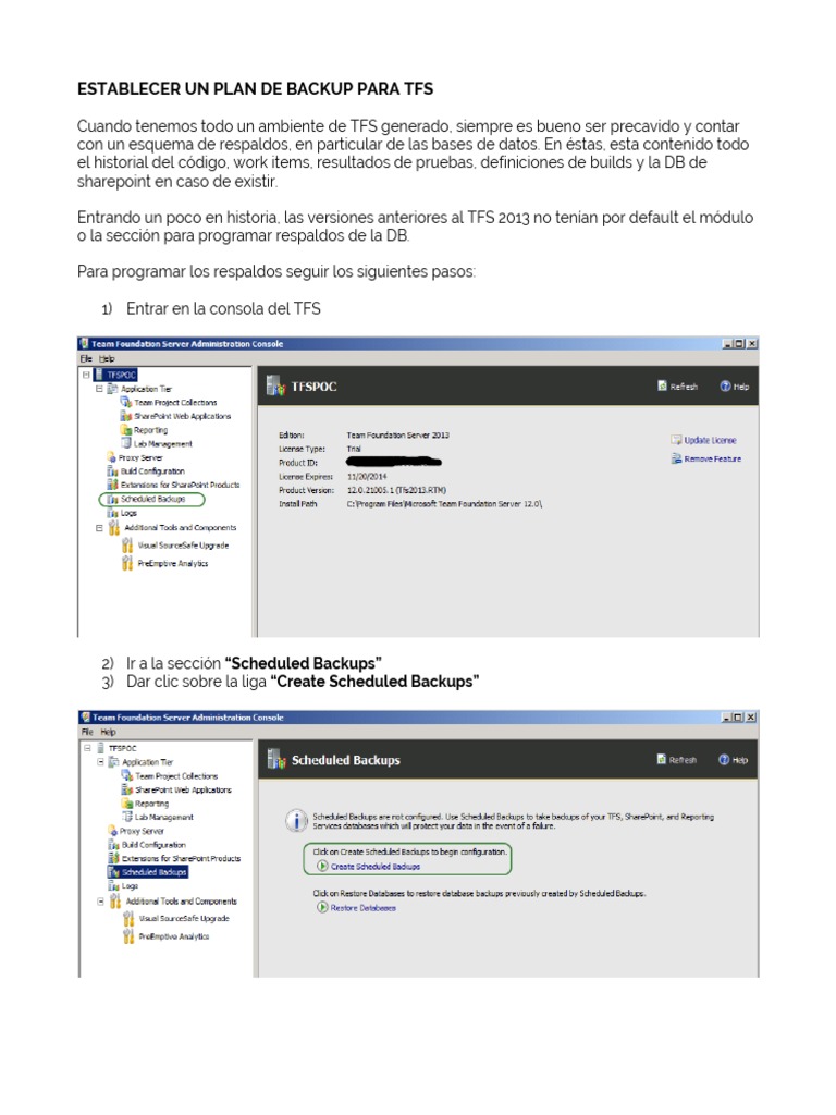 Establecer Un Plan de Backup para TFS | PDF | Apoyo | Gestión de ...