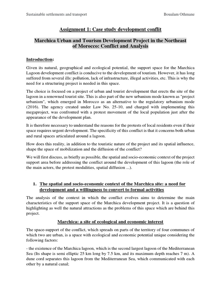 Ass 1 Boualam Othmane Marchica Urban and Tourism Development Project in ...