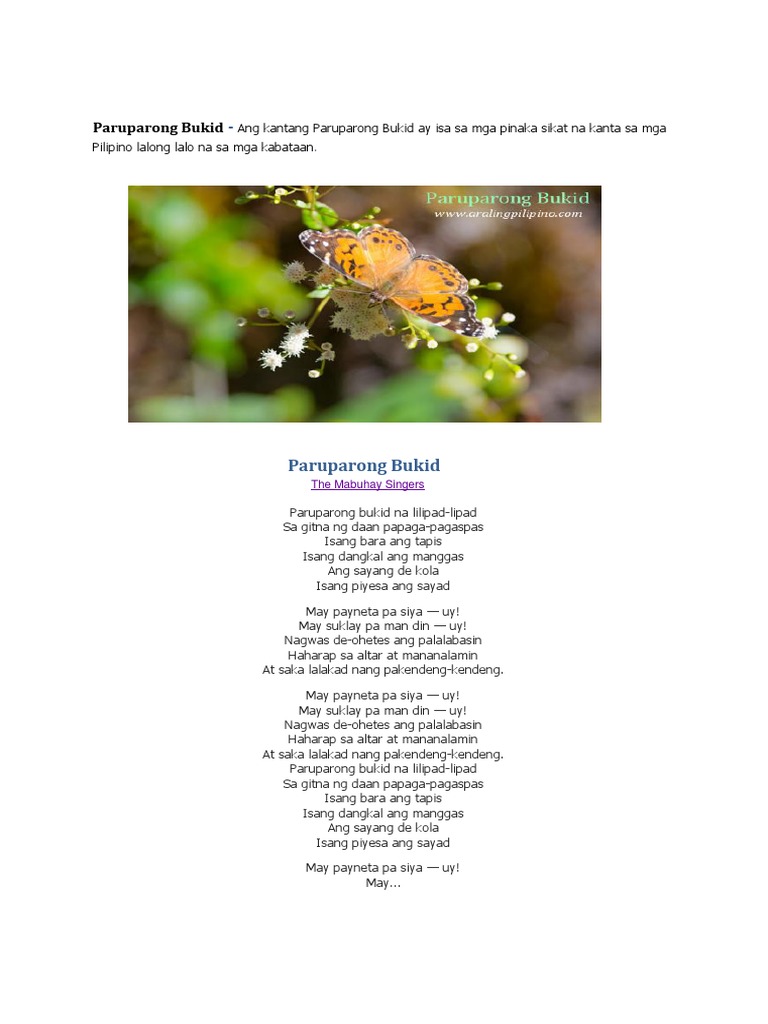 Paruparong Bukid | PDF