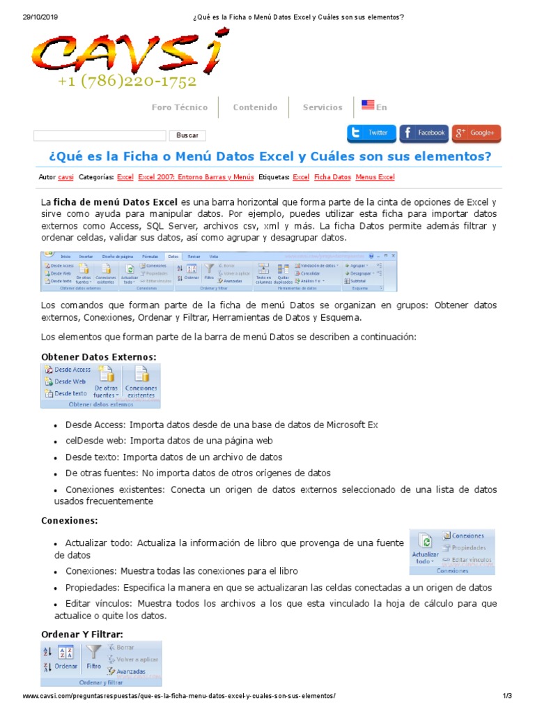 ¿Qué Es La Ficha o Menú Datos Excel y Cuáles Son Sus Elementos | PDF ...