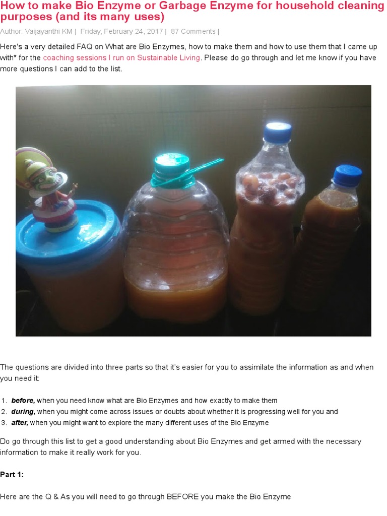 How To Make Bio Enzyme or Garbage Enzyme For Household Cleaning ...