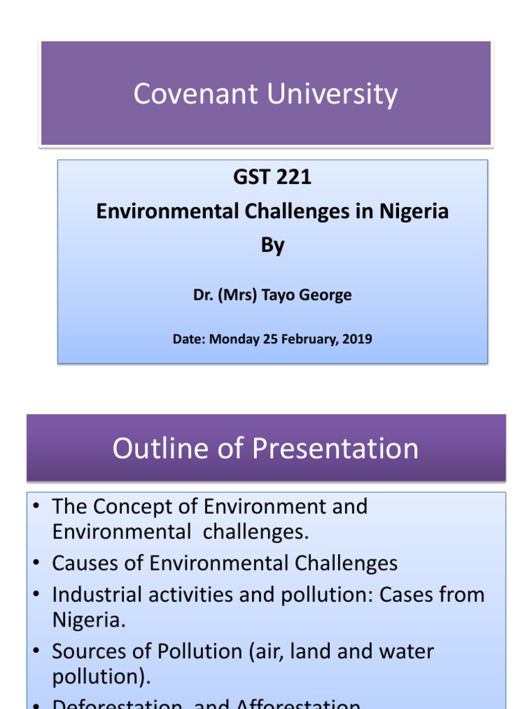GST 221 ENVIRONMENTAL CHALLENGES - PPT 2019 | PDF | Natural Environment ...