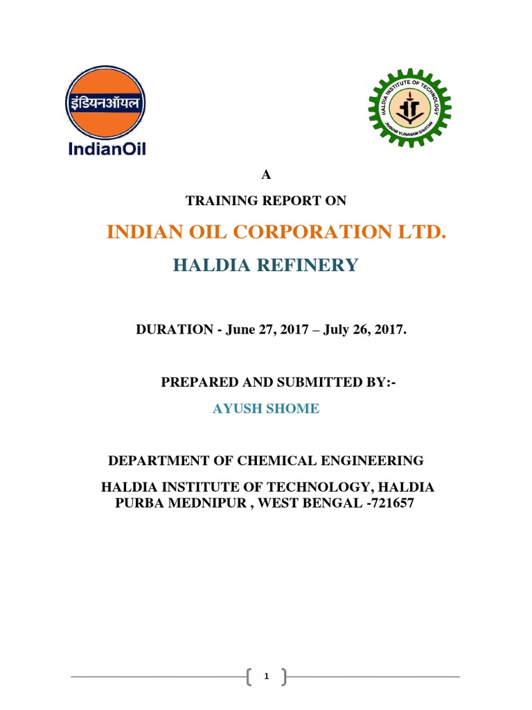 IOCL Haldia Refinery Report | PDF | Chemical Reactor | Physical Chemistry