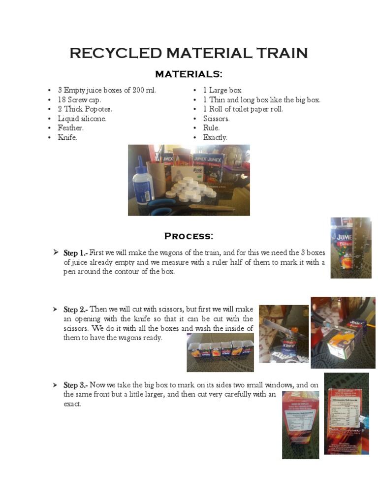 Recycled Material Train: Materials | PDF | Tools | Materials
